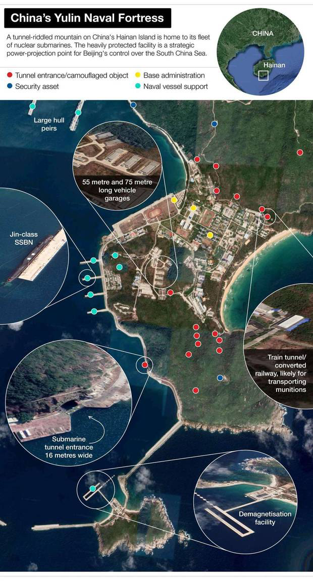South China Sea: Photos reveal secret underground base off Hainan ...